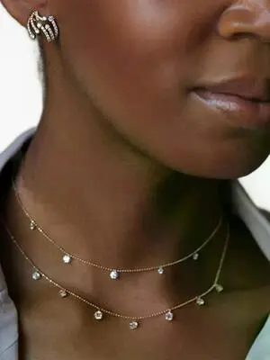 GRAZIELA 18k Yellow Floating Diamond Necklace - Gold