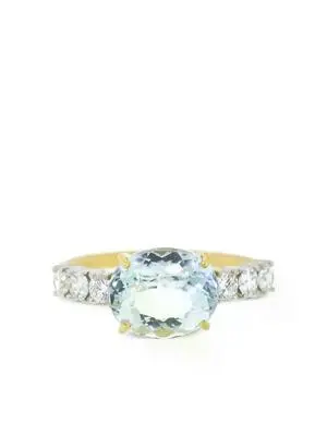 Irene Neuwirth 18k Aquamarine And Diamond Ring - Gold