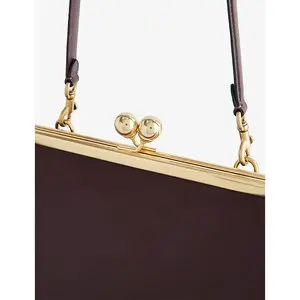 COACH Large Kisslock Frame Leather Shoulder Bag - B4/black Currant