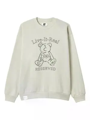 Izzue Teddy-embroidered Crew-neck Sweatshirt - Neutrals