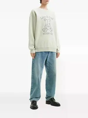 Izzue Teddy-embroidered Crew-neck Sweatshirt - Neutrals