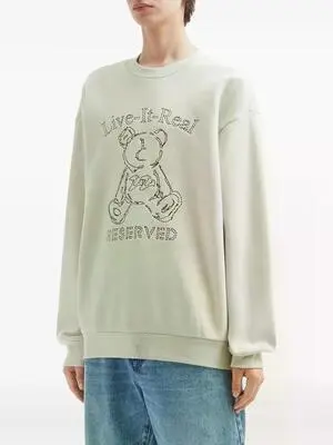 Izzue Teddy-embroidered Crew-neck Sweatshirt - Neutrals