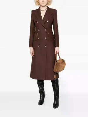 Elisabetta Franchi Leather-trimmed Double-breasted Coat