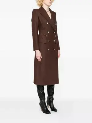 Elisabetta Franchi Leather-trimmed Double-breasted Coat