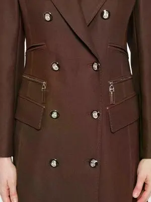 Elisabetta Franchi Leather-trimmed Double-breasted Coat