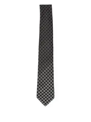 Giorgio Armani Monogrammed Silk Tie - Black