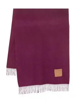Liu Jo Fringed Leather-patch Scarf - Red