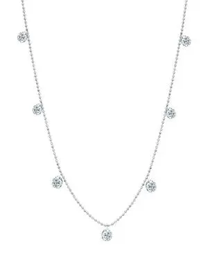 GRAZIELA 18k White Gold Floating Diamonds Necklace - Silver