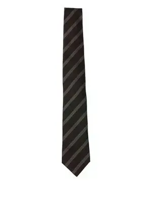 Brunello Cucinelli Striped Silk Neck Tie - Brown