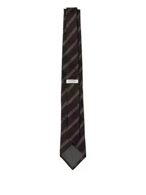 Brunello Cucinelli Striped Silk Neck Tie - Brown