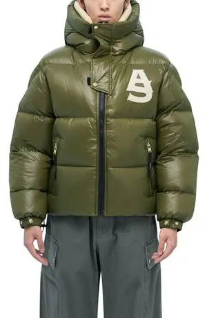 ALPHA STYLE Kudu Hooded Puffer Down Jacket - Green