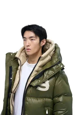 ALPHA STYLE Kudu Hooded Puffer Down Jacket - Green