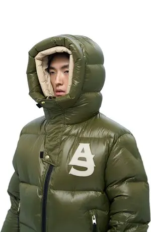 ALPHA STYLE Kudu Hooded Puffer Down Jacket - Green