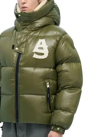 ALPHA STYLE Kudu Hooded Puffer Down Jacket - Green
