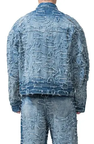 ALPHA STYLE Alida Burnout Denim Jacket