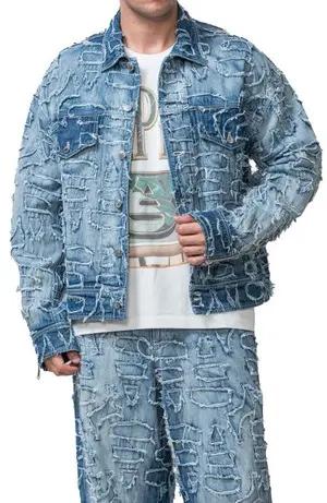 ALPHA STYLE Alida Burnout Denim Jacket