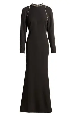 Mac Duggal Raglan Long Sleeve High Neck Gown