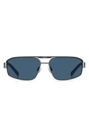 BOSS 60mm Navigator Sunglasses - Matte Ruthenium Black/blue