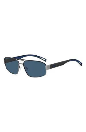 BOSS 60mm Navigator Sunglasses - Matte Ruthenium Black/blue