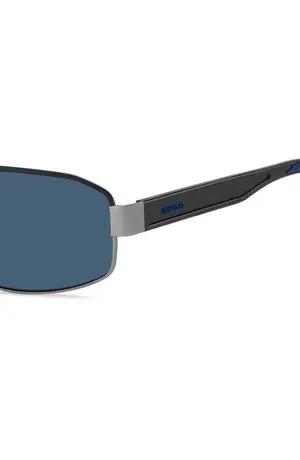 BOSS 60mm Navigator Sunglasses - Matte Ruthenium Black/blue