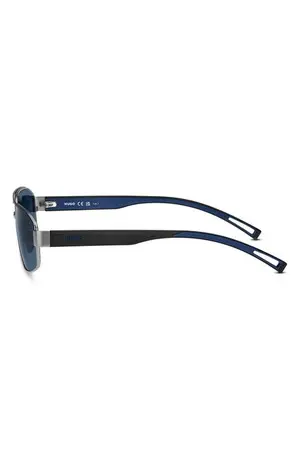 BOSS 60mm Navigator Sunglasses - Matte Ruthenium Black/blue