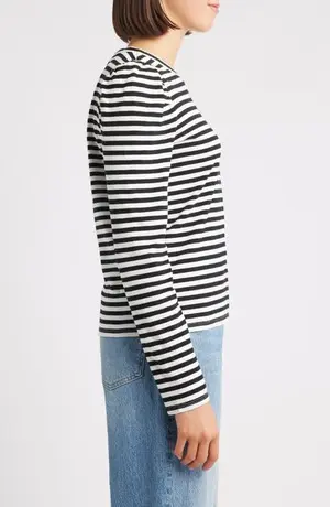 Madewell Striped Long Sleeve Puff Top - Lighthouse