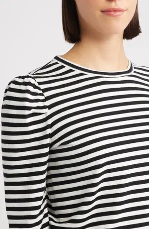 Madewell Striped Long Sleeve Puff Top - Lighthouse