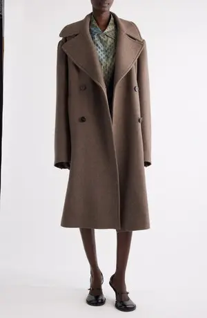 Dries Van Noten Raquel Wool Blend Long Pea Coat