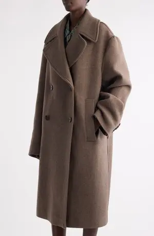 Dries Van Noten Raquel Wool Blend Long Pea Coat