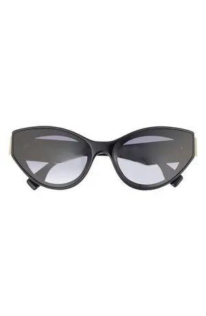 Fendi First 62mm Cat Eye Sunglasses Shiny Black /gradient Blue