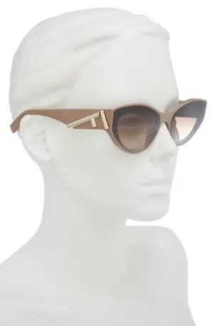 Fendi First 62mm Cat Eye Sunglasses - Shiny Light Brown/brown