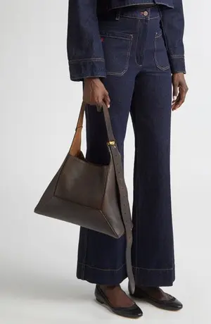 JIMMY CHOO Medium Diamond Leather Hobo Bag - Cognac/gold