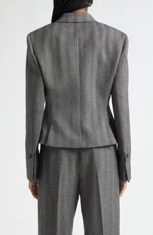 FERRAGAMO Wool-blend Herringbone Crop Jacket
