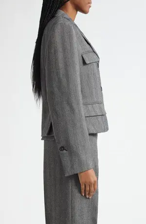 FERRAGAMO Wool-blend Herringbone Crop Jacket