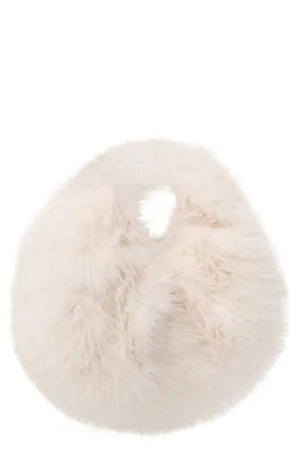 Naked Wardrobe Mini Faux Fur Handheld Bag - Bone