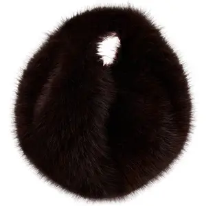 Naked Wardrobe Mini Faux Fur Handheld Bag - Dark Chocolate