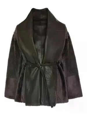YVES SALOMON Leather-trimmed Shearling Jacket