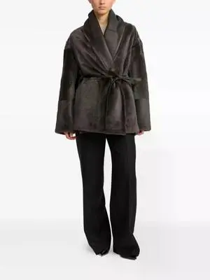 YVES SALOMON Leather-trimmed Shearling Jacket