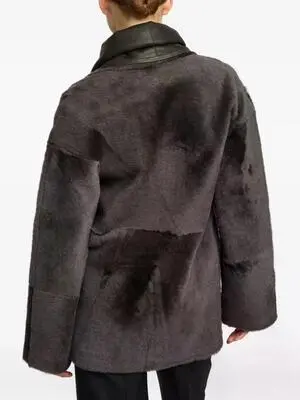 YVES SALOMON Leather-trimmed Shearling Jacket