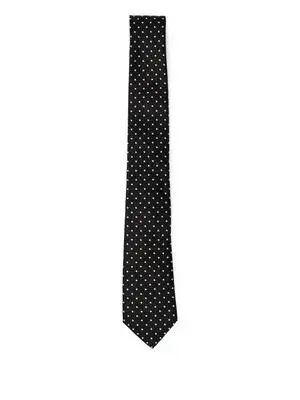 Giorgio Armani Dot-print Silk Neck Tie - Black