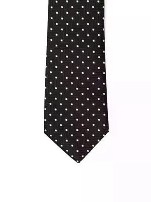 Giorgio Armani Dot-print Silk Neck Tie - Black
