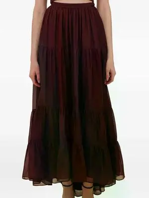 Azeeza Chiffon Midi Skirt - Red