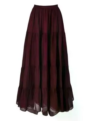 Azeeza Chiffon Midi Skirt - Red