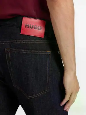 Hugo Leather-patch Straight Leg Jeans