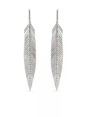 CADAR 18kt White Gold Feather Earrings
