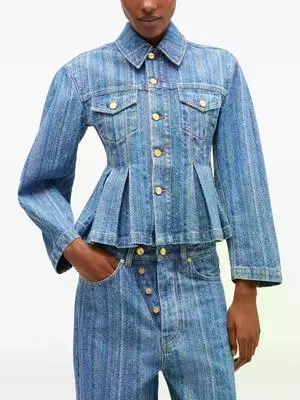 GANNI Pleated Denim Jacket