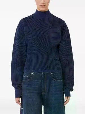 Max Mara Febo Wave-pattern High-neck Sweater