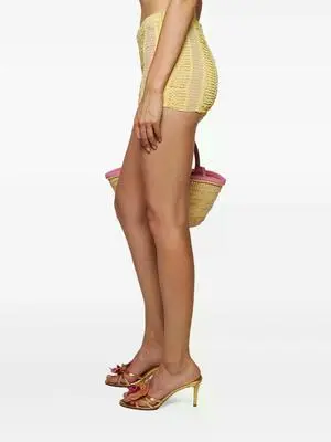 ROBERTA EINER Smocked Ruffled Shorts - Yellow