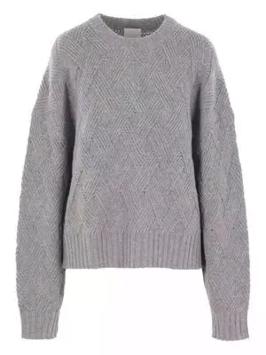 ALLUDE Cable-knit Crew-neck Sweater