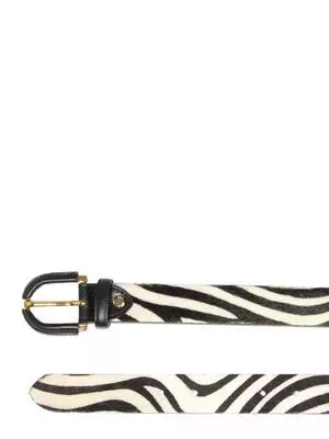 LANCEL Ardillon Zebra-print Leather Belt